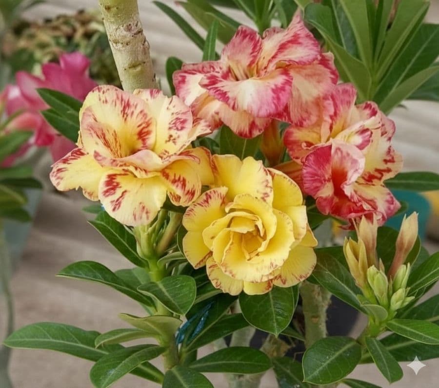 Buy Beautiful Multi-Grafted Adenium Desert Rose | Yellow & Pink Double ...